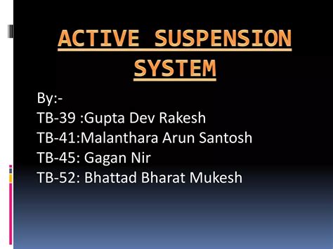 Active Suspension System Ppt