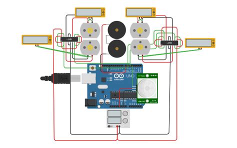 Circuit Design Automatic Gate With Pir Sensor Tinkercad