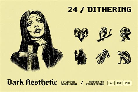 Dark Aesthetic Dithering Graphic Pack Vol5 Objects Youworkforthem