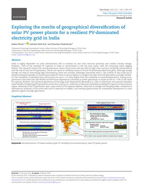 Pdf Exploring The Merits Of Geographical Diversification Of Solar Pv Power Plants For A