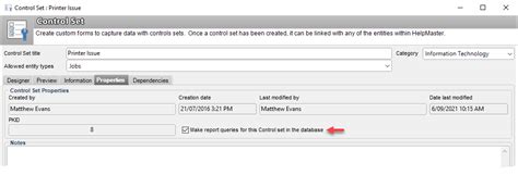 Control Sets Overview Helpmaster Service Management Software Documentation