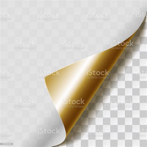 투명 한 배경에 고립 된 그림자와 황금 페이지 컬 벡터 그림입니다 각도에 대한 스톡 벡터 아트 및 기타 이미지 각도 공란 그림자 Istock