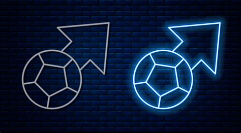 벽돌 벽 배경에 고립 된 빛나는 네온 라인 축구 축구 공 아이콘 스포츠 장비 벡터 Championship에 대한 스톡 벡터 아트 및 기타 이미지 Championship