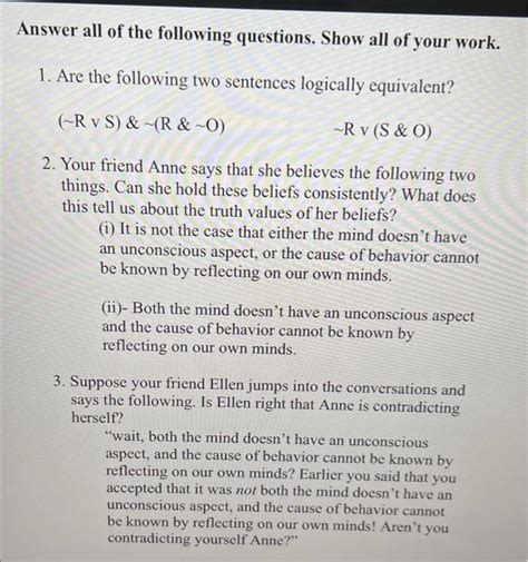 Solved Answer All Of The Following Questions Show All Of