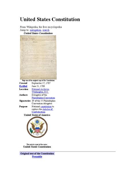 United States Constitution Pdf Politics History