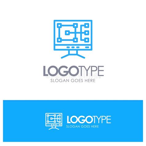 Computer Construction Repair Blue Outline Logo Place For Tagline