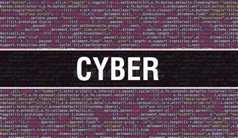 Cyber Text Written On Programming Code Abstract Technology Background Of Software Developer And
