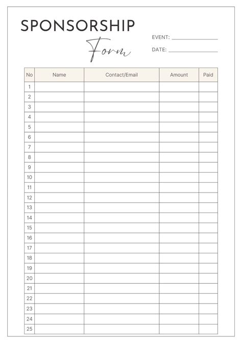 Sponsorship Template Digital Print Etsy