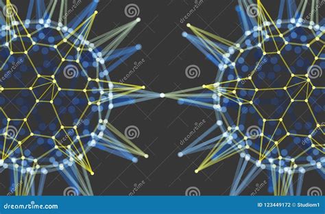 Sphere With Connected Lines And Dots Glowing Grid Connection Structure Stock Vector