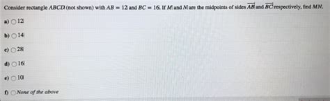 Solved Consider Rectangle ABCD Not Shown With AB And Chegg