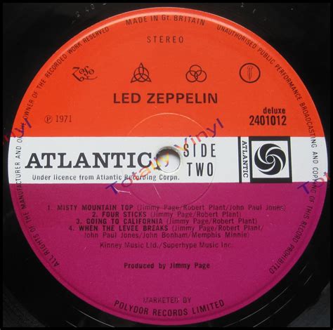 Totally Vinyl Records || Led Zeppelin - Led Zeppelin IV LP Mispress