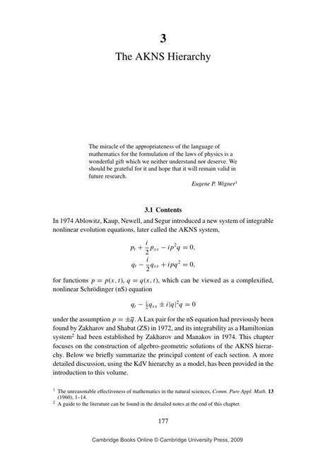 The Akns Hierarchy Chapter 3 Soliton Equations And Their Algebro