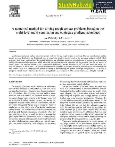 A Numerical Method For Solving Rough Contact Problems Based On The