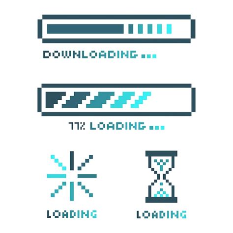 Premium Vector Pixel Art Loading Process Icon Loading Status Bar Round Buffer Download