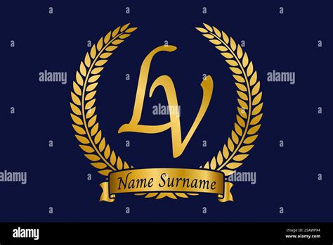 Initial Letter L And V Lv Monogram Logo Design With Laurel Wreath