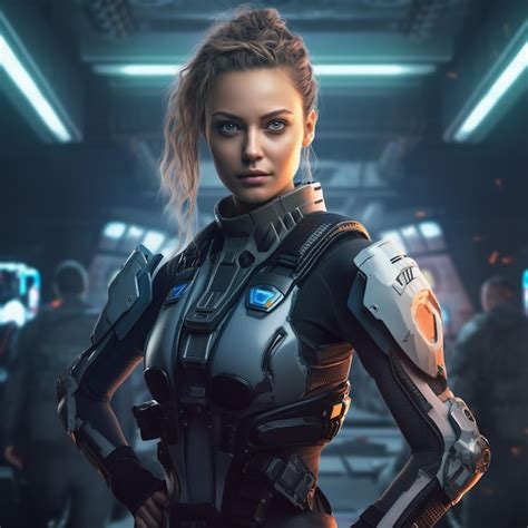 Premium Ai Image Futuristic Cyborg Girl With Metal Armor Generative Ai
