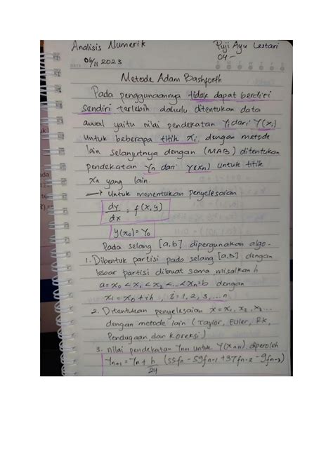 SOLUTION Analisis Numerik Metode Adam Bashforth Studypool