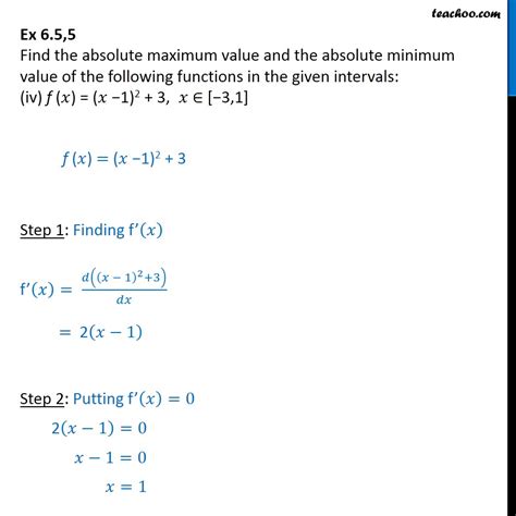 Ex Find Absolute Maximum And Min Value Of Class