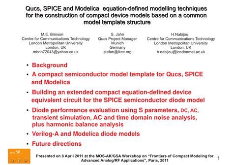 Pdf Qucs Spice And Modelica Equation Defined Modelling Techniques