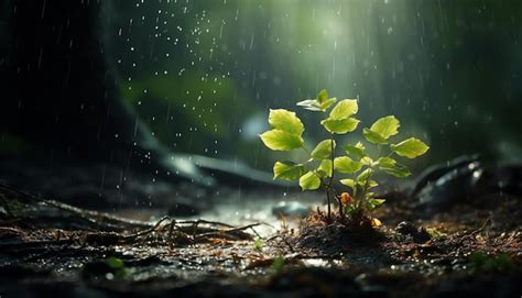 Premium Ai Image Water Splashing Rain Autumn Trees