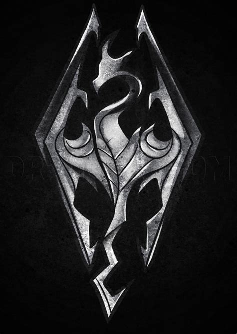 How To Draw Skyrim Skyrim Logo Drawing Step By Step By Dawn Dragoart