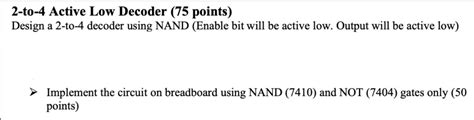 Solved 2 To 4 Active Low Decoder 75 Points Design A 2 To 4