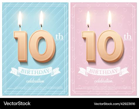 Burning Number 10 Birthday Candles With Vintage Vector Image
