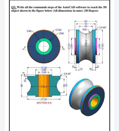 Solved 03 Write All The Commands Steps Of The Autocad
