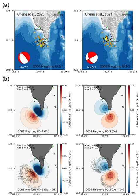 a tsunami source models of the 2006 pingtung earthquakes proposed by