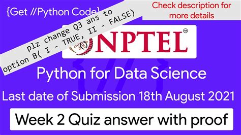 Nptel Python For Data Science Week 2 Quiz Answers With Proof For Each