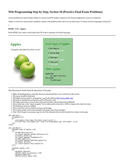 Web Programming Step By Step Section 10 Practice Final Exam Problems