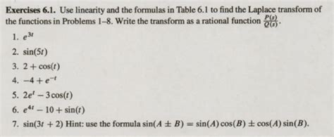 Solved Exercises Use Linearity And The Formulas In Chegg Com