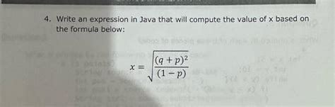 Solved Write An Expression In Java That Will Compute The Chegg Com