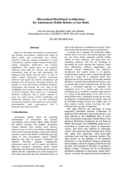 pdf hierarchical distributed architectures for autonomous mobile