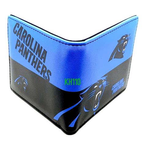 Nfl Carolina Panthers Mens Printed Logo Leather Bi Fold Wallet Ebay