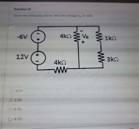 Solved Find The Voltage Vb In Volts Find The