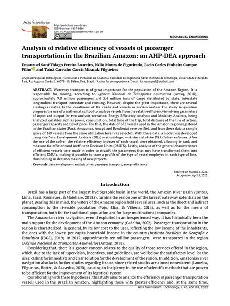 Analysis Of Relative Efficienc Pdf Efficiency Amazon River