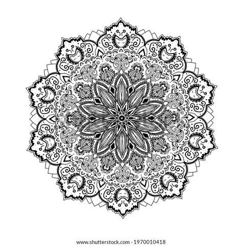 Black White Circular Pattern Intertwining Ornament Stock Illustration