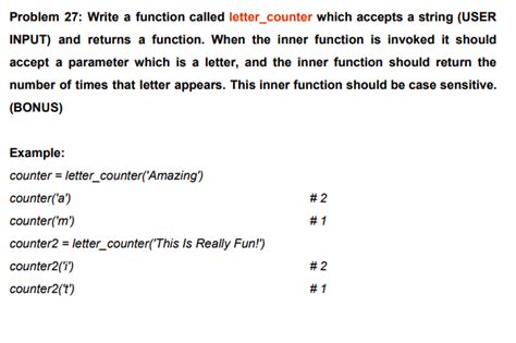Solved Problem 27 Write A Function Called Lettercounter