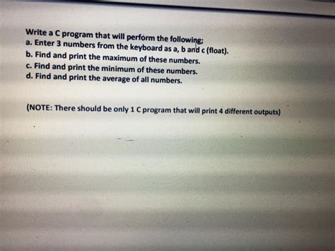 Solved Write A C Program That Will Perform The Following A Chegg Com