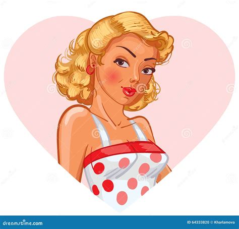 Pin Up Girl Stock Vector Illustration Of Lady Heart 64333820