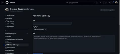 Adicionando uma chave SSH à sua conta do GitHub Gustavo Souza GitHub Git DIO