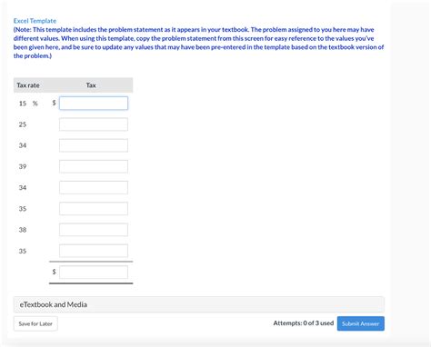 Solved Excel Template Note This Template Includes The Chegg Com