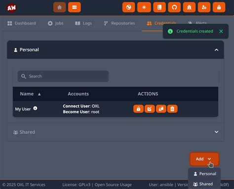 Credentials — Simple Ansible Webui