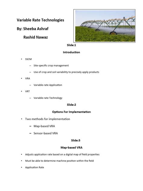 Variable Rate Technologies Pdf Horticulture Agriculture
