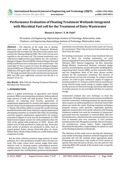 Performance Evaluation Of Floating Treatment Wetlands Integrated With