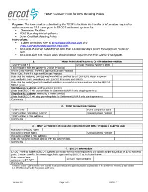 TDSP Cutover For EPS Metering Points Doc Template PdfFiller
