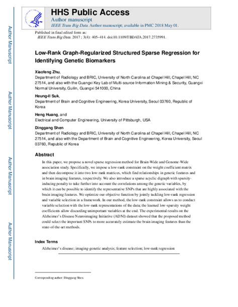 Pdf Low Rank Graph Regularized Structured Sparse Regression For