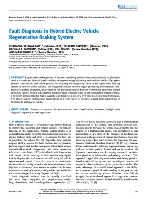 Pdf Fault Diagnosis In Hybrid Electric Vehicle Regenerative Braking System