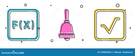 Set Function Mathematical Symbol Ringing Bell And Square Root Icon